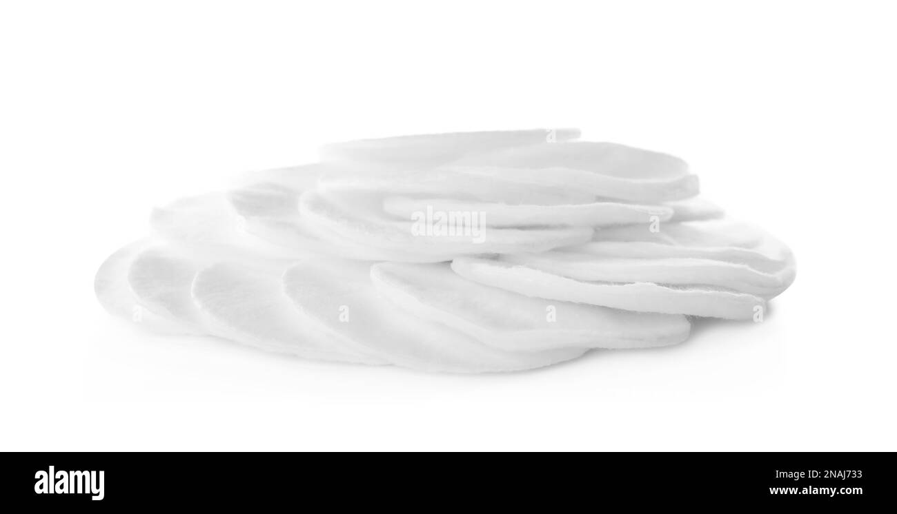Pile of cotton pads isolated on white Stock Photo - Alamy