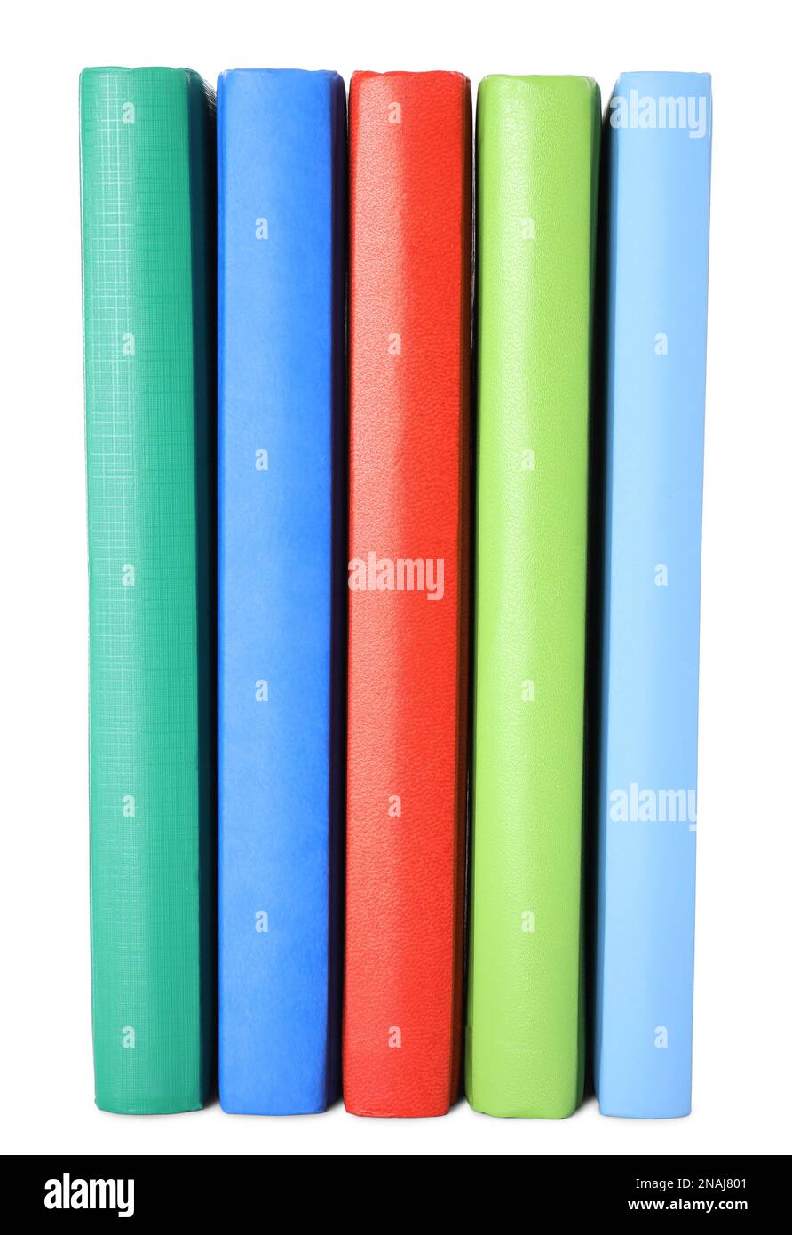 Many different stylish notebooks on white background Stock Photo - Alamy