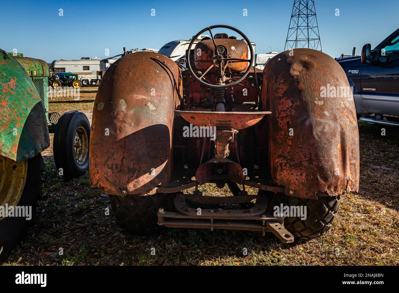 Fort Meade, FL - February 24, 2022: High perspective rear view of a ...