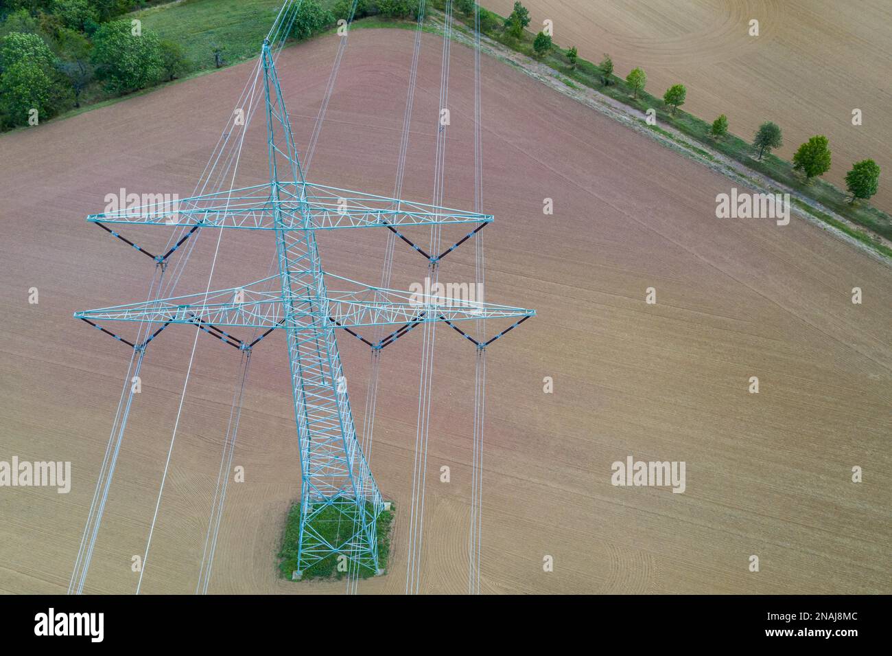 High-voltage pylon Overhead line Lattice pylon Stock Photo - Alamy