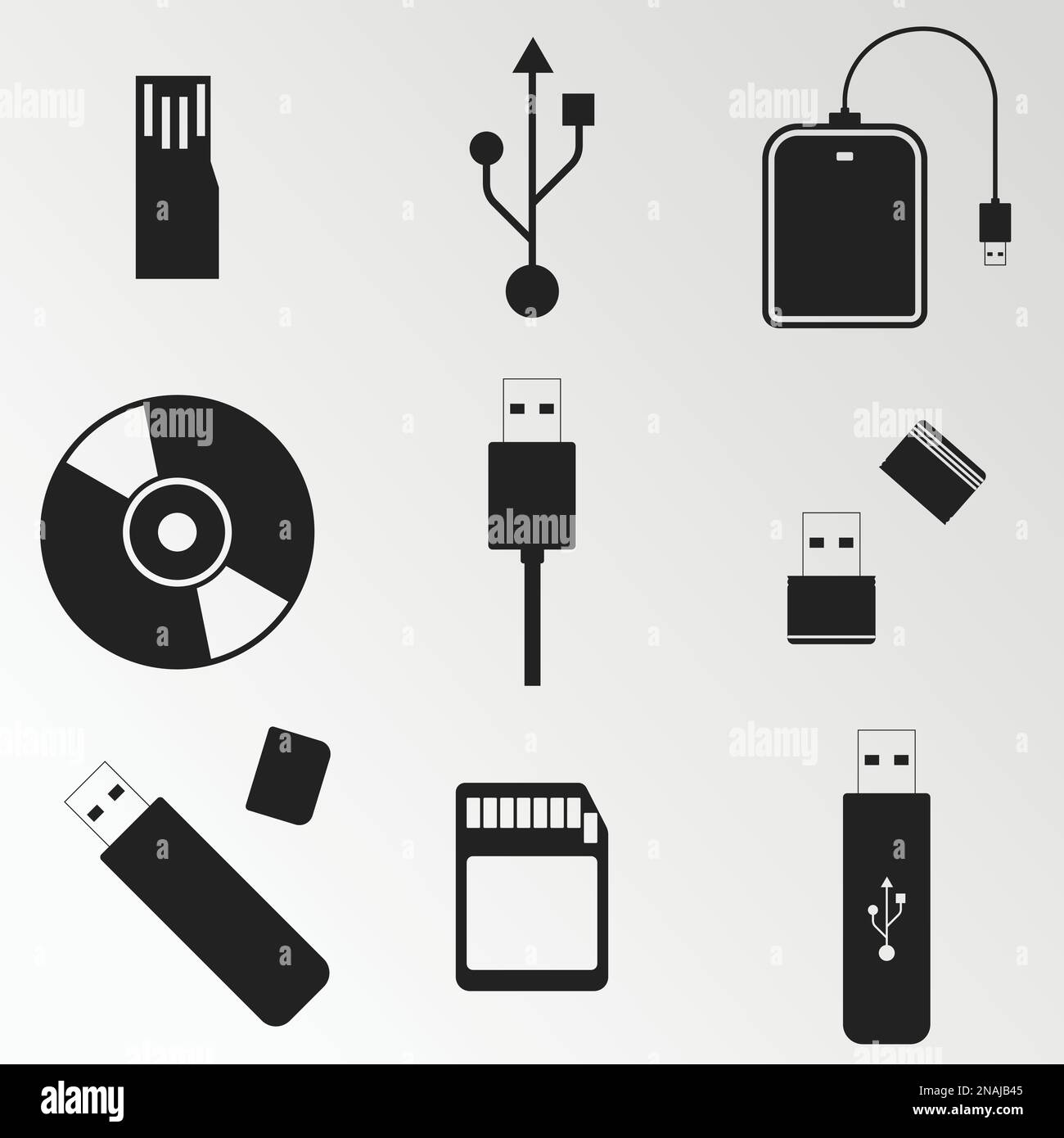 Set of objects on the theme of computer disk, usb Stock Vector Image ...
