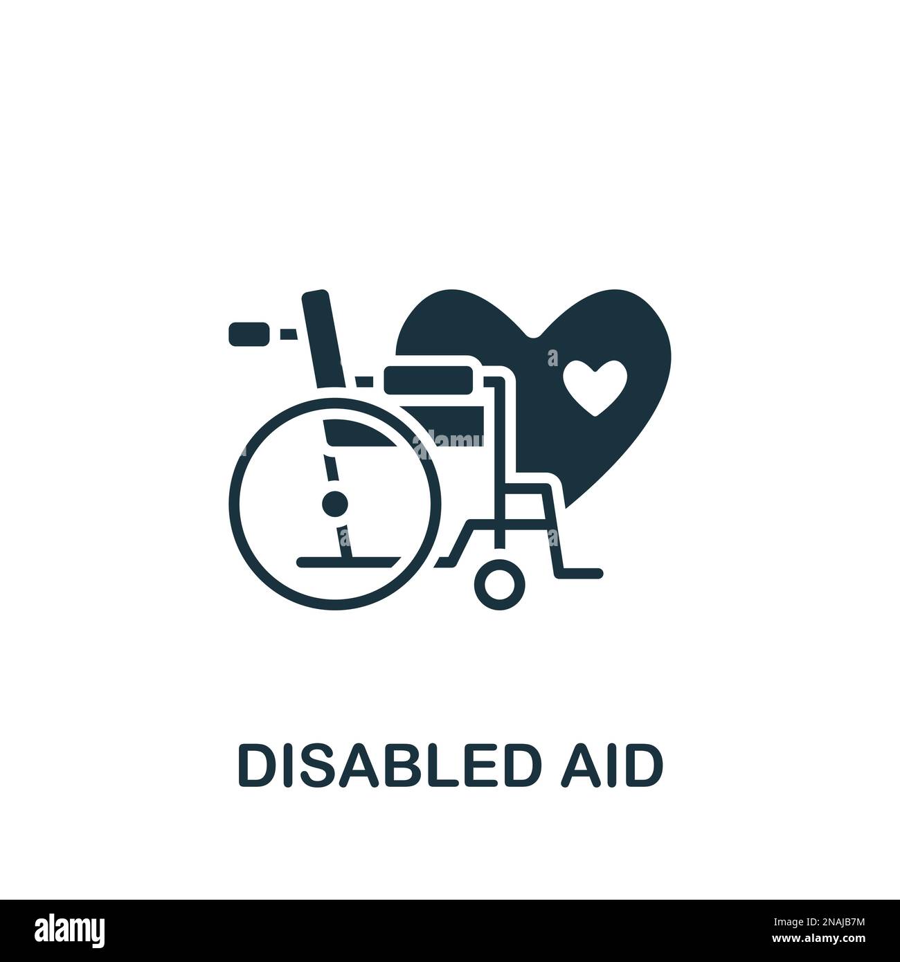 Disabled aid icon. Monochrome simple sign from donation collection ...