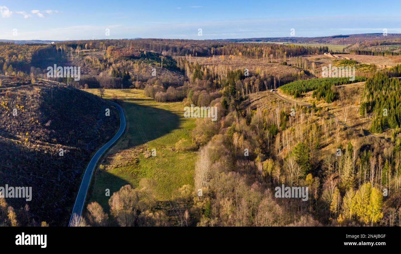 Aerial photos of the Selke Valley in autumn Stock Photo - Alamy