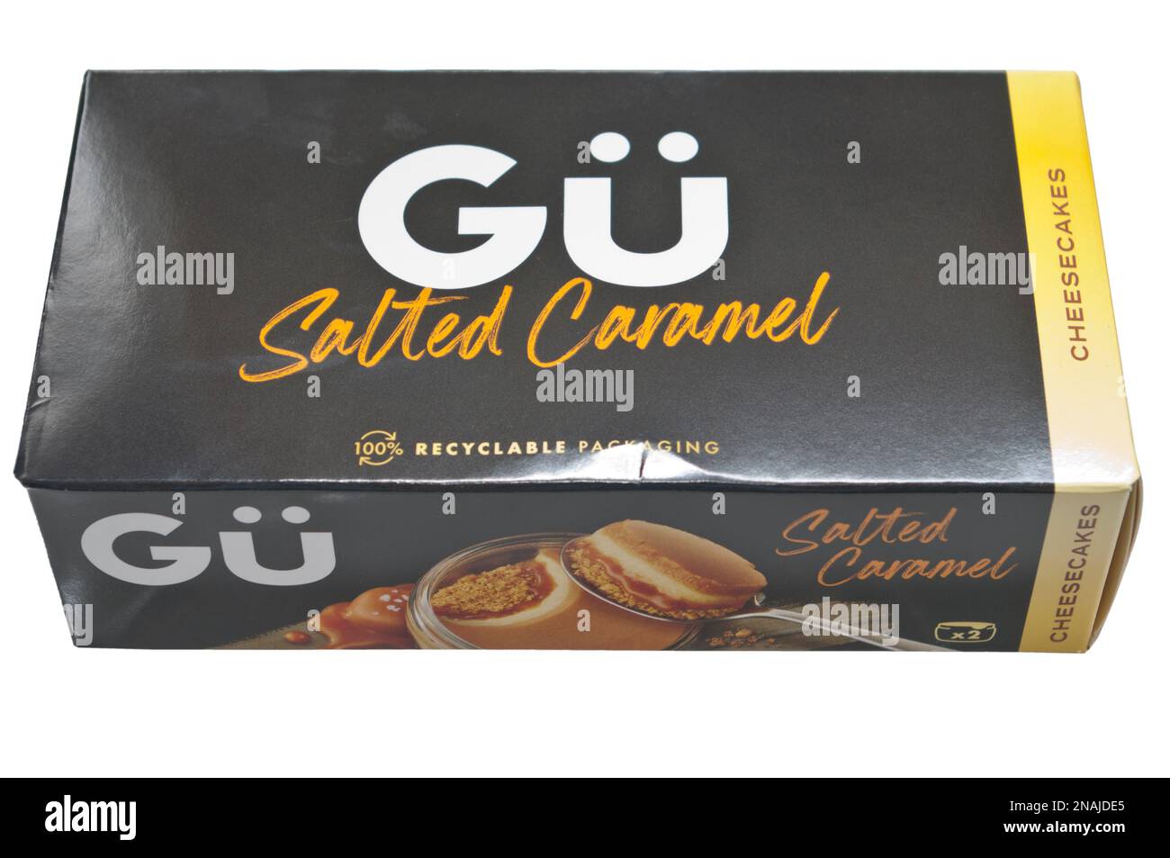 GU Salted Caramel Cheecakes Stock Photo - Alamy
