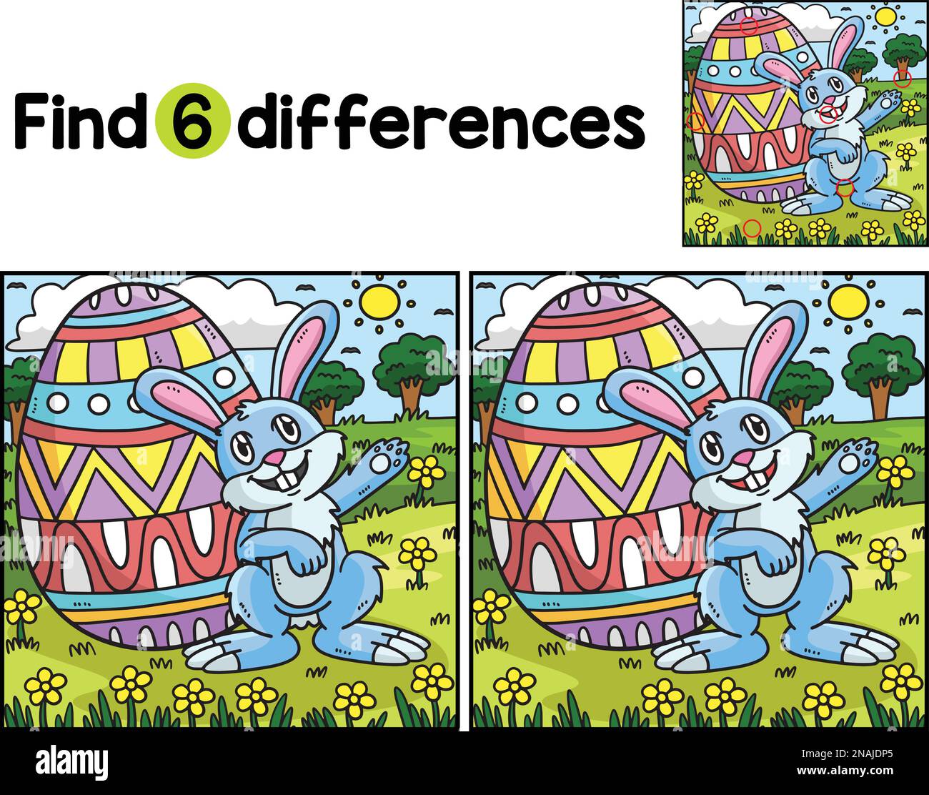 Bunny with Big Easter Egg Find The Differences Stock Vector Image & Art ...