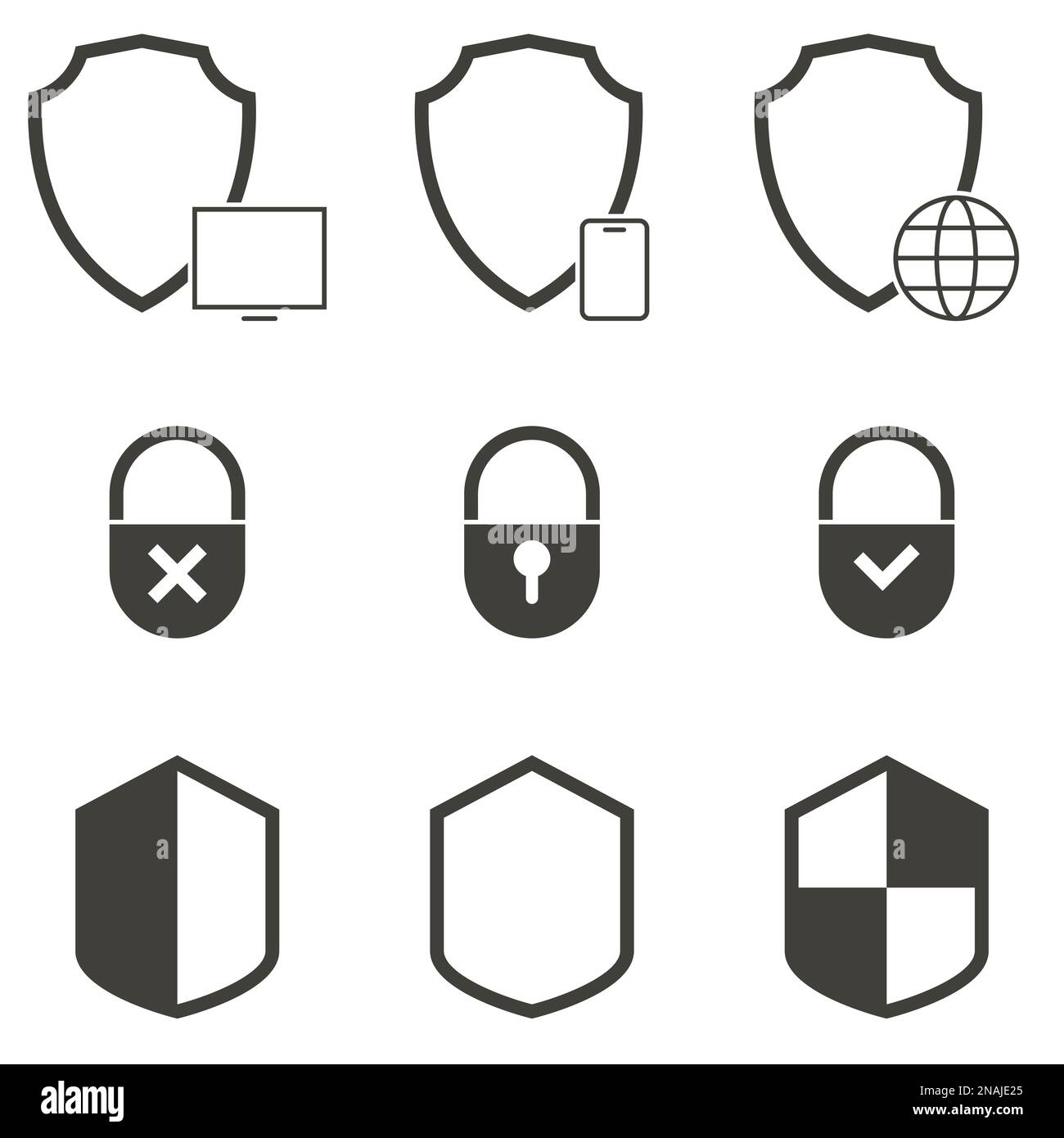 Set of objects on the theme of security icons Stock Vector Image & Art ...