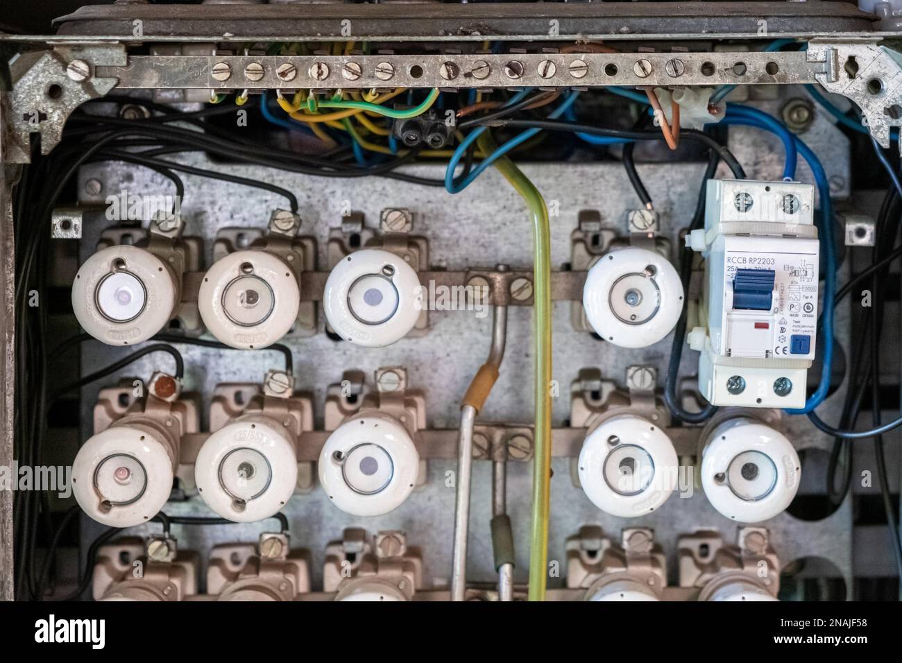 Sheet steel distribution with built-in residual current circuit breaker ...