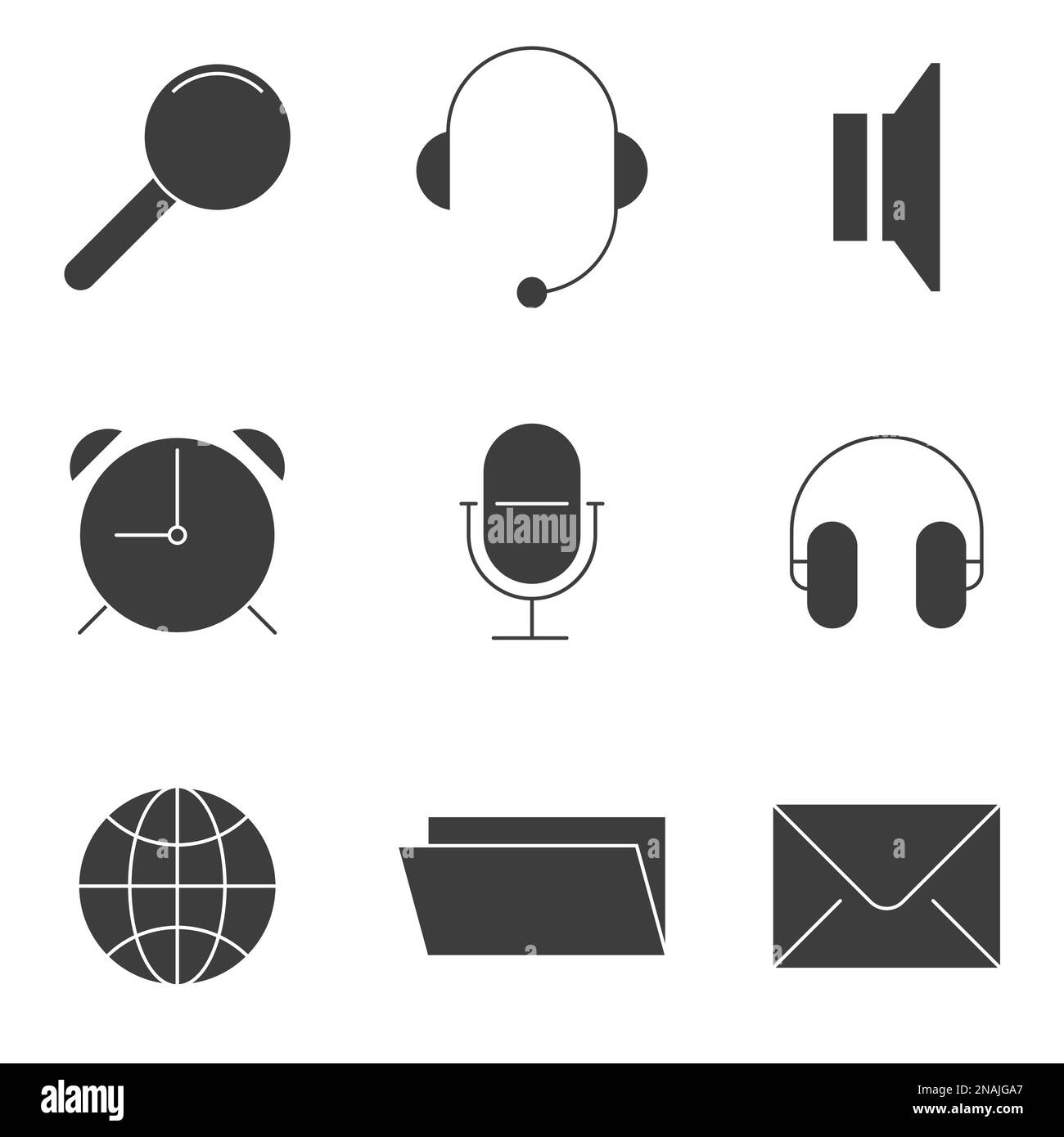 Set of objects on the theme of media and communication Stock Vector ...