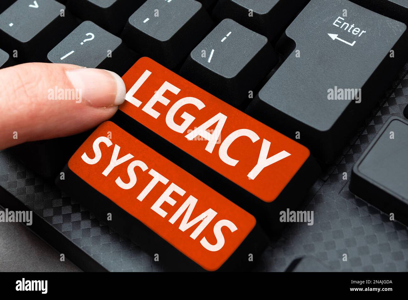 Hand writing sign Legacy Systems. Conceptual photo old method ...