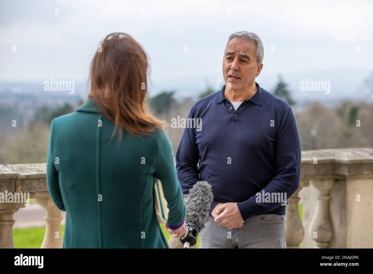 Sinn Fein party whip, Pat Sheehan, during an interview on the steps of ...