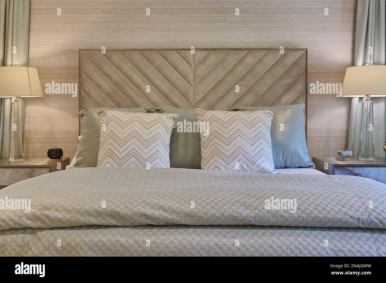 Luxurious Bed in Home Bedroom Stock Photo - Alamy