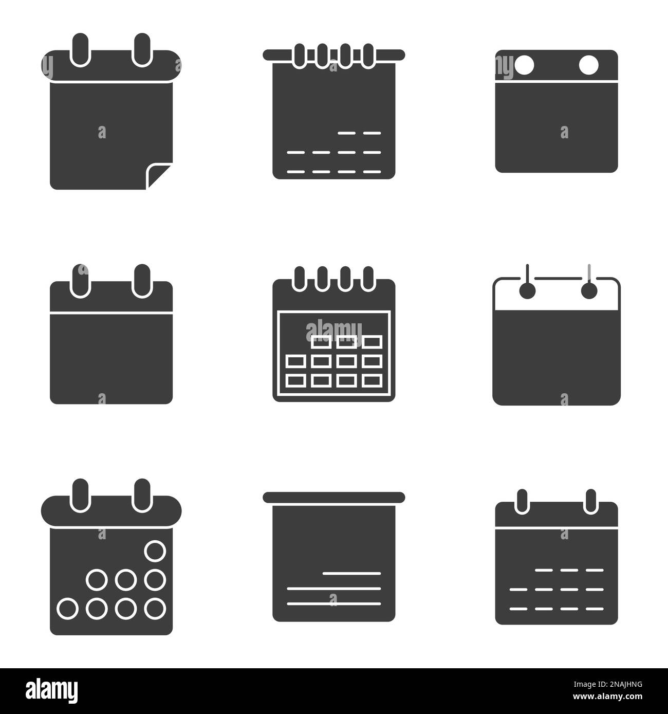 Blank calendar icon on black Cut Out Stock Images & Pictures - Alamy
