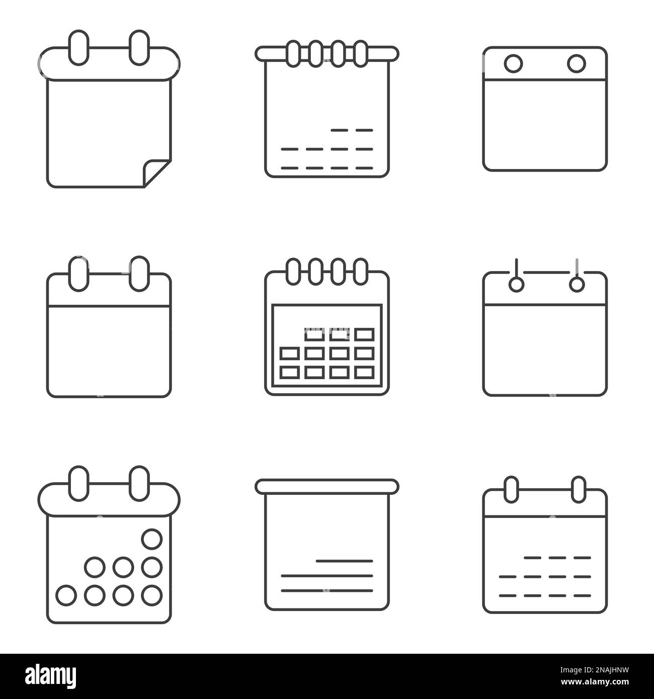 Set of objects on the theme of calendar Stock Vector Image & Art - Alamy