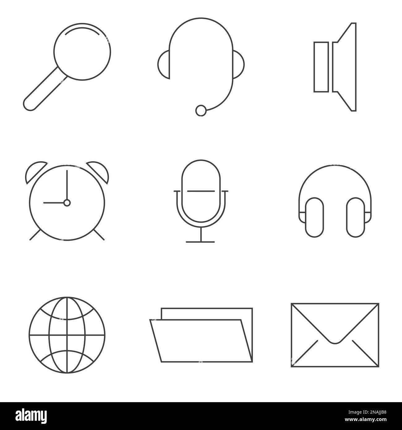 Set of objects on the theme of media and communication Stock Vector ...