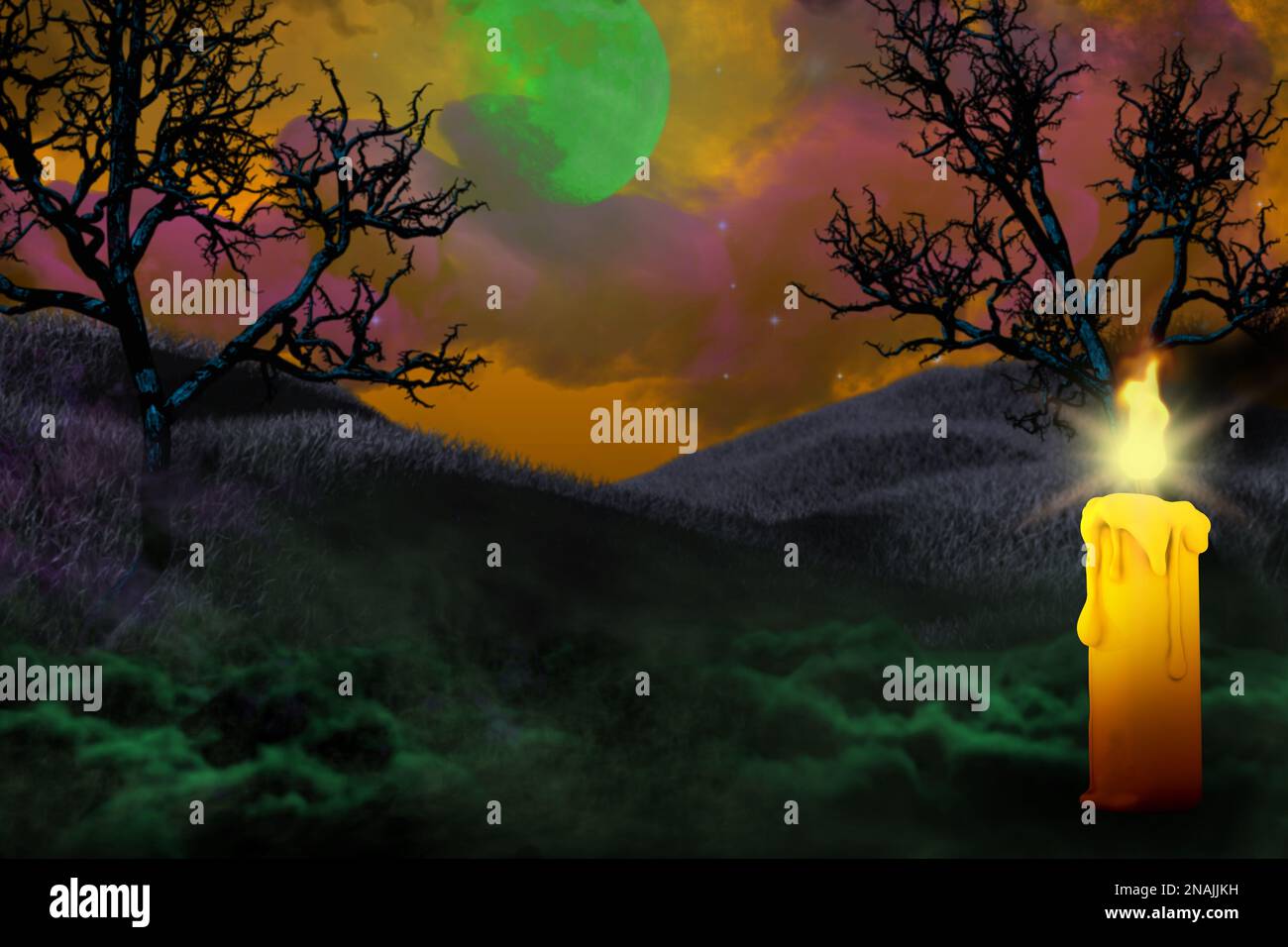 Halloween multi colored creepy night texture - free space on the left ...