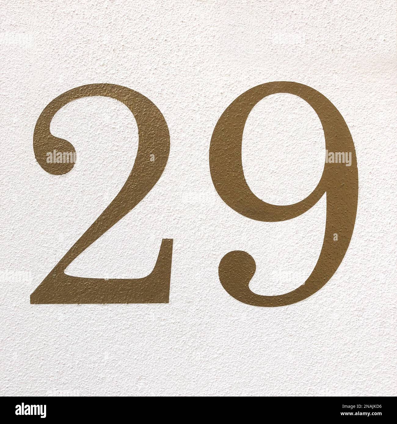 number twenty-nine in arabic numerals - house number 29 in gold paint ...