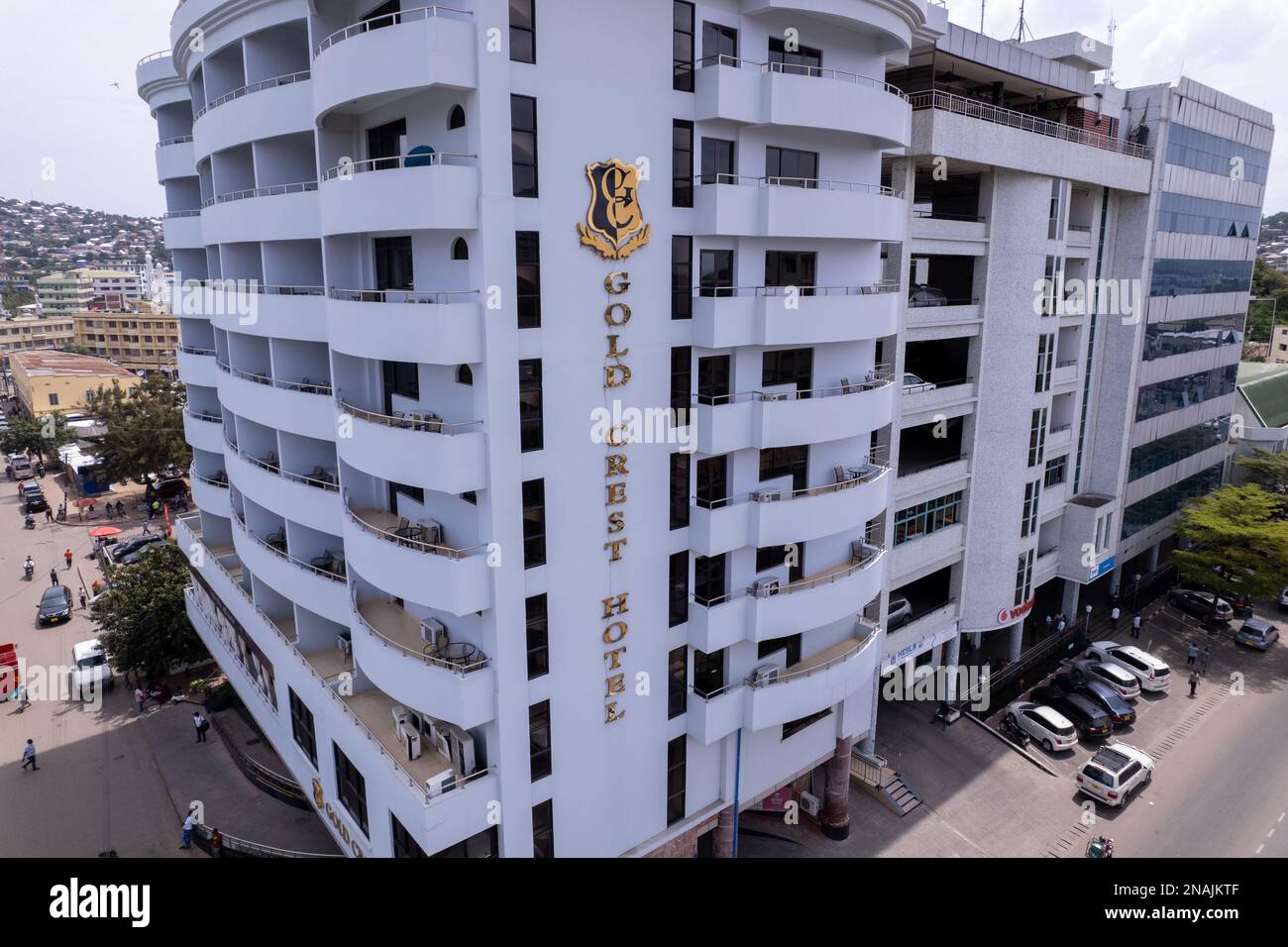 Mwanza, Tanzania - 01.02.2023 - Gold Crest Hotel in city centre of rock ...