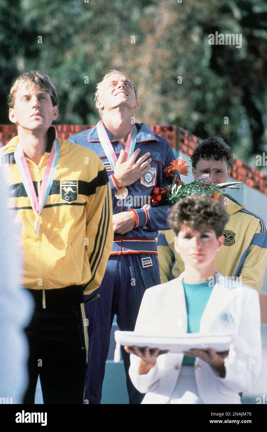 America's Rowdy Gaines, gold medal; Mark Stockwell of Australia, silver ...