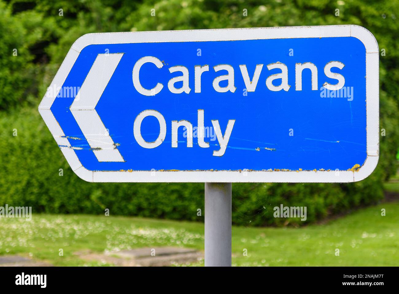 Caravans only road sign at a motorway services on the M5, indicating ...