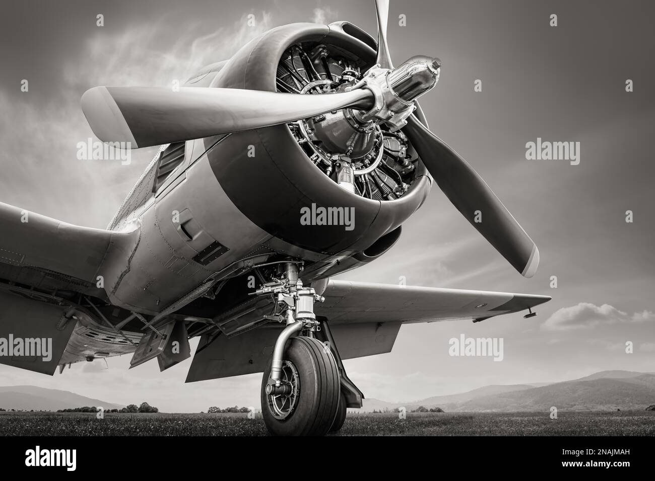 Old propeller airplane front view hi-res stock photography and images ...