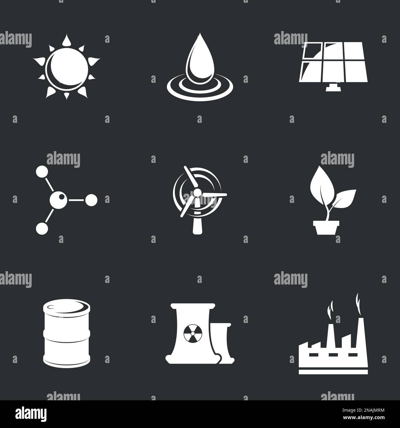 Energy icons. Black background Stock Vector Image & Art - Alamy