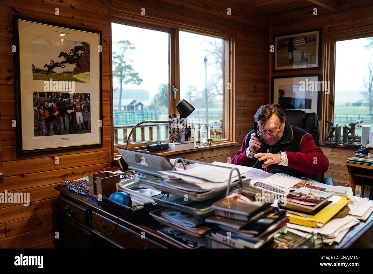 Trainer Nicky Henderson in his office during a visit to Nicky Henderson ...