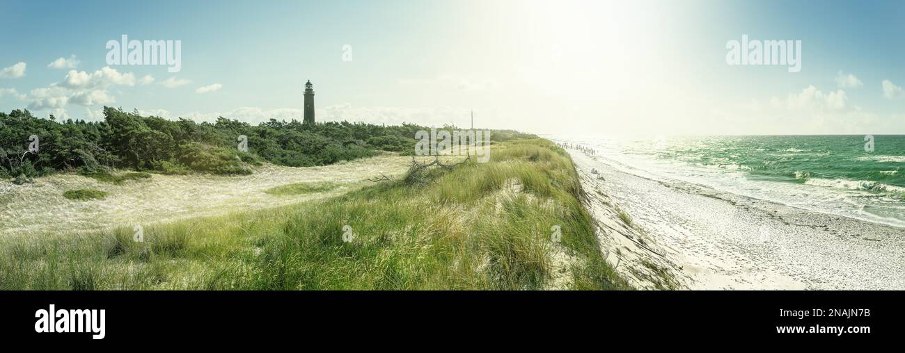 the famous brick lighthouse at darsser ort, germany Stock Photo - Alamy