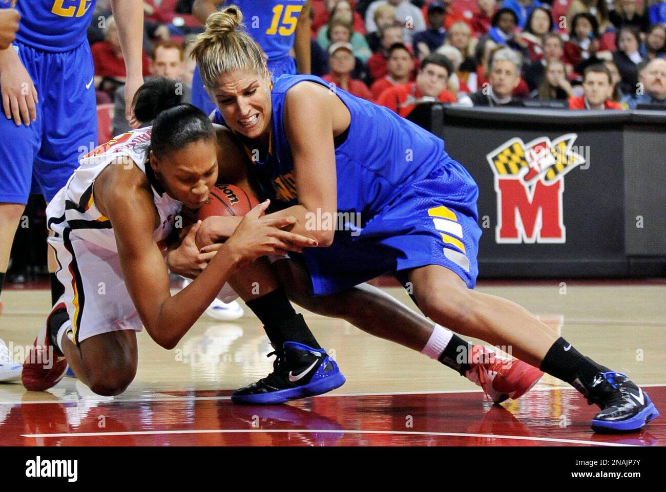 Maryland's Alicia DeVaughn, left, and Delaware's Elena Delle Donne ...