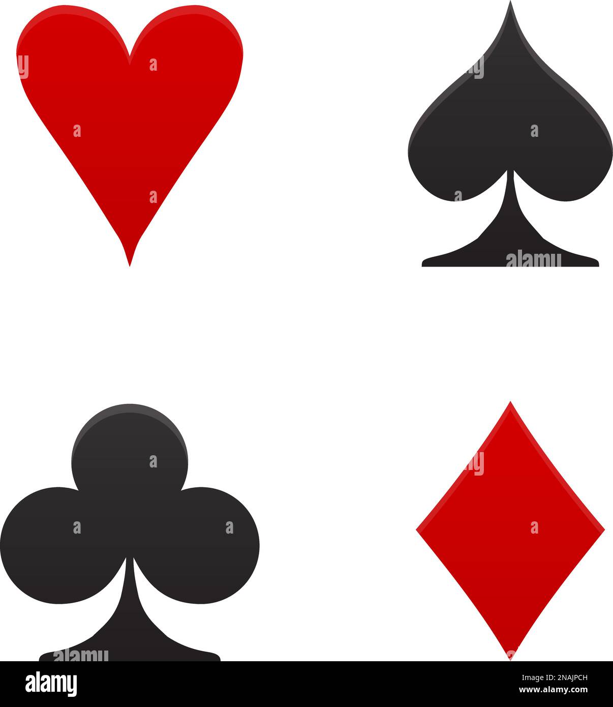 Poker card suits - hearts, clubs, spades and diamonds - on white ...