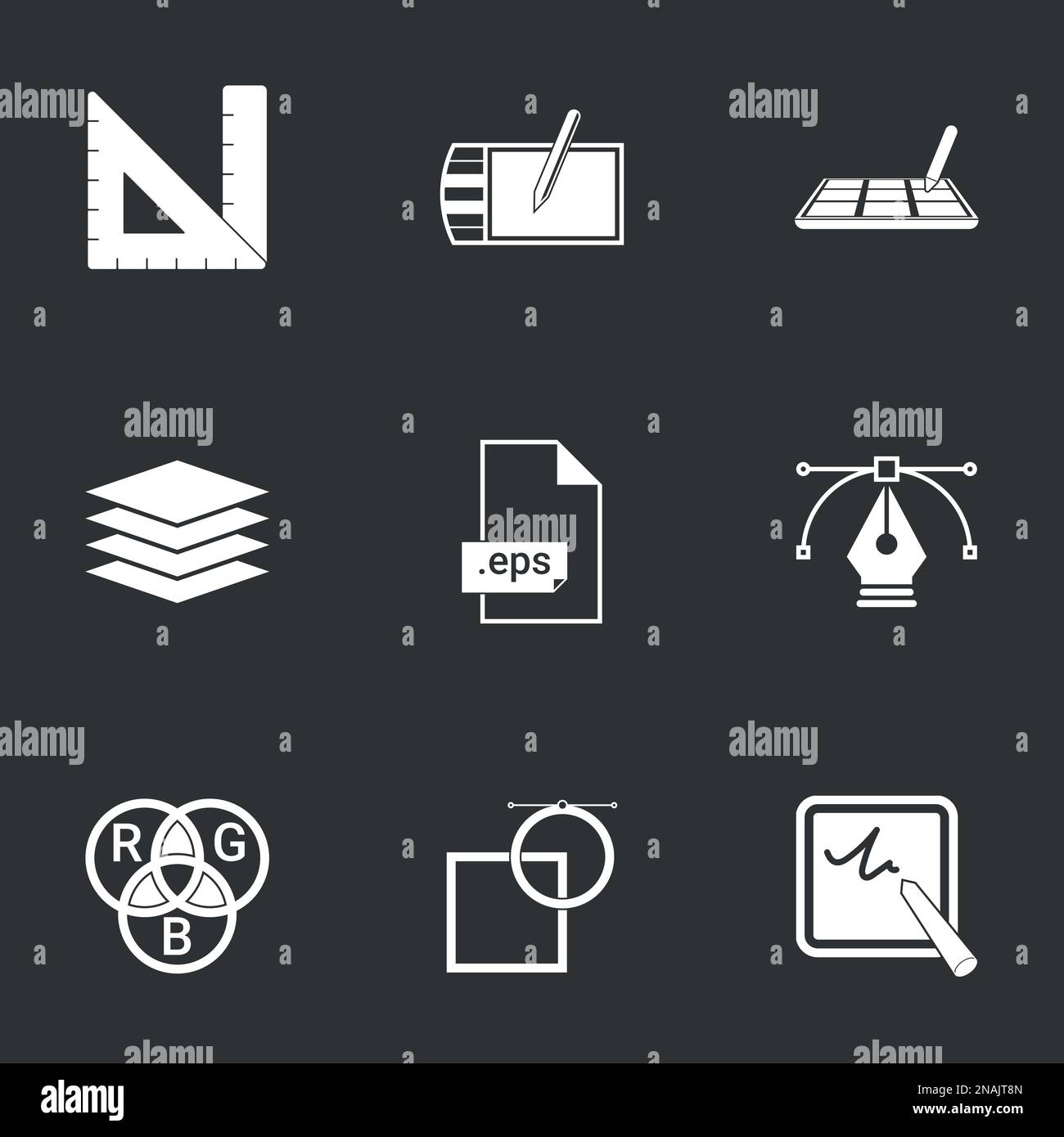 Vector illustration on technology and computer drawing tools on a ... Vector illustration on technology and computer drawing tools on a ...