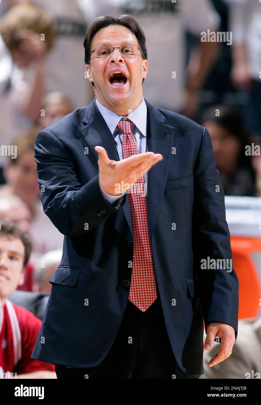 Indiana coach Tom Crean yells instructions to players during the second ...