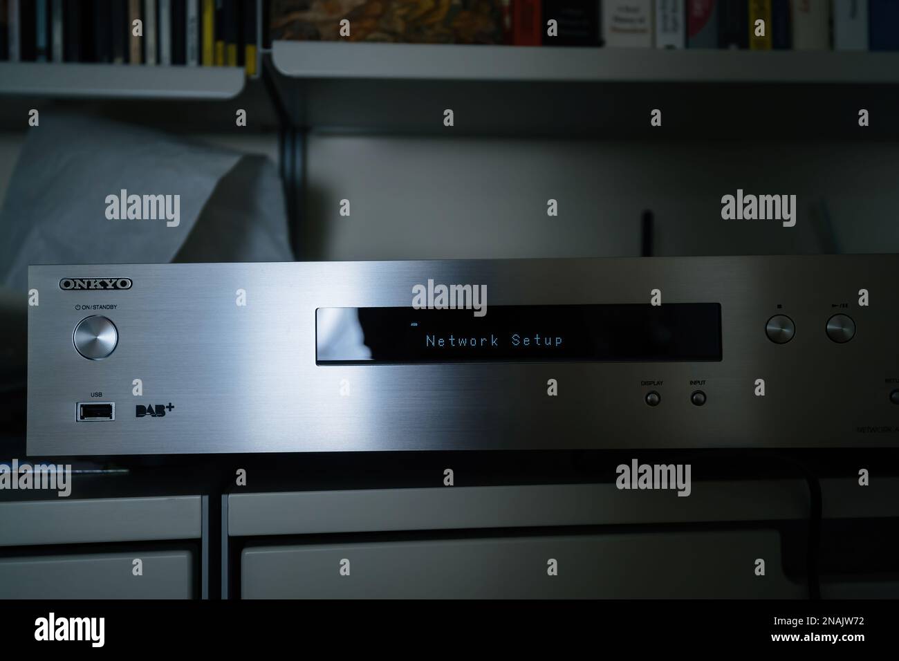 Paris, France - Dec 13, 2022: Network setup mesage on display of new ...