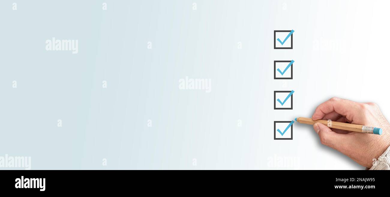 person ticking checkboxes with blue pen on checklist or to-do-list with ... person ticking checkboxes with blue pen on checklist or to-do-list with ...