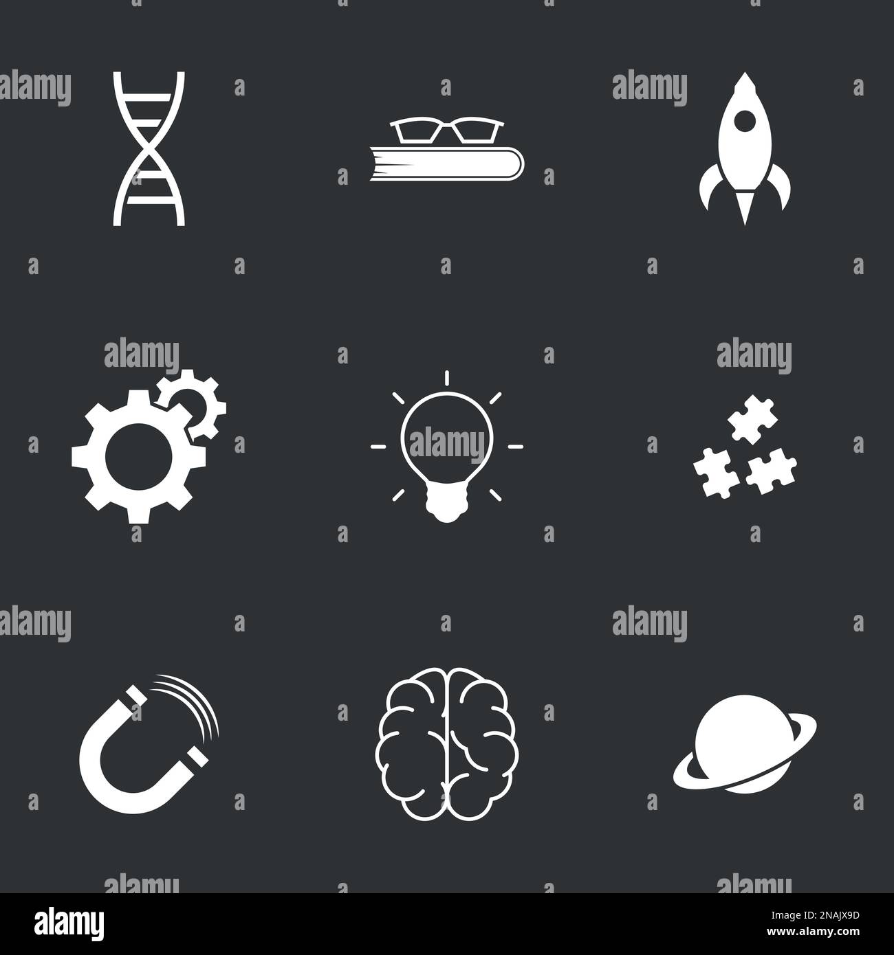 Icons for theme Science and studies. Black background Stock Vector ...