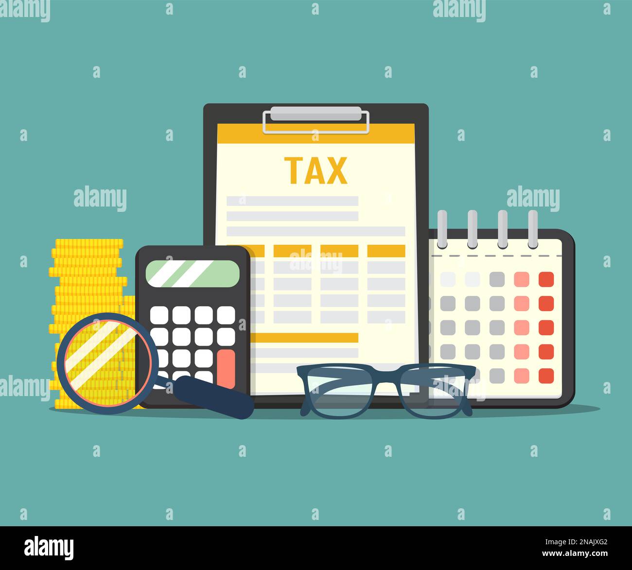 Concept tax payment. Data analysis, paperwork, financial research ...