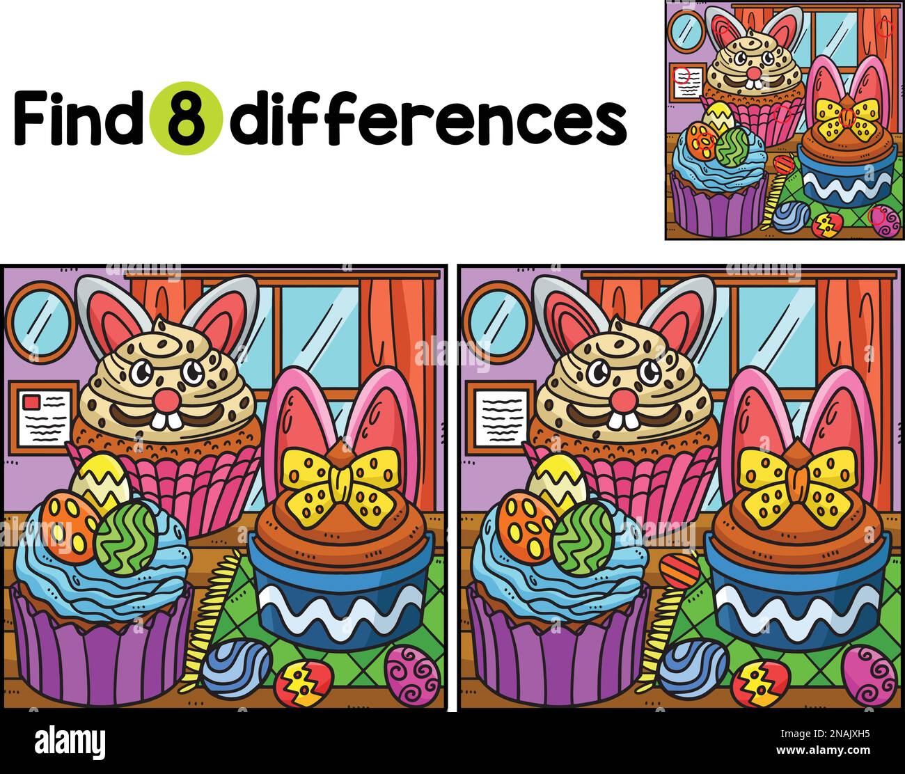 Easter Cupcakes Find The Differences Stock Vector Image & Art - Alamy