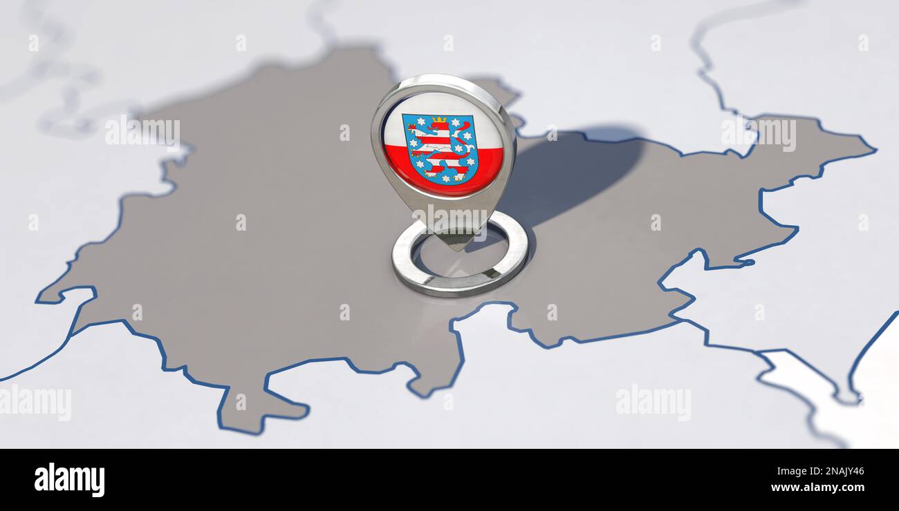 State of Thuringia and navigation pin with the Thuringia flag Stock ...