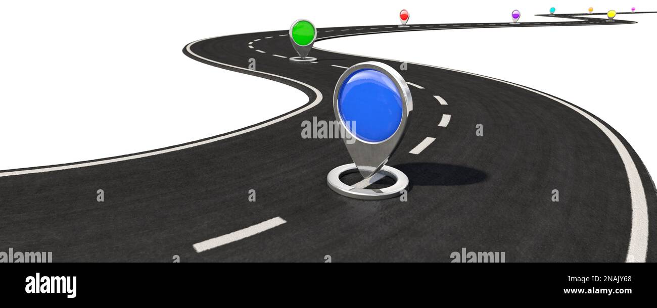 Colorful navigation points on the road Stock Photo - Alamy
