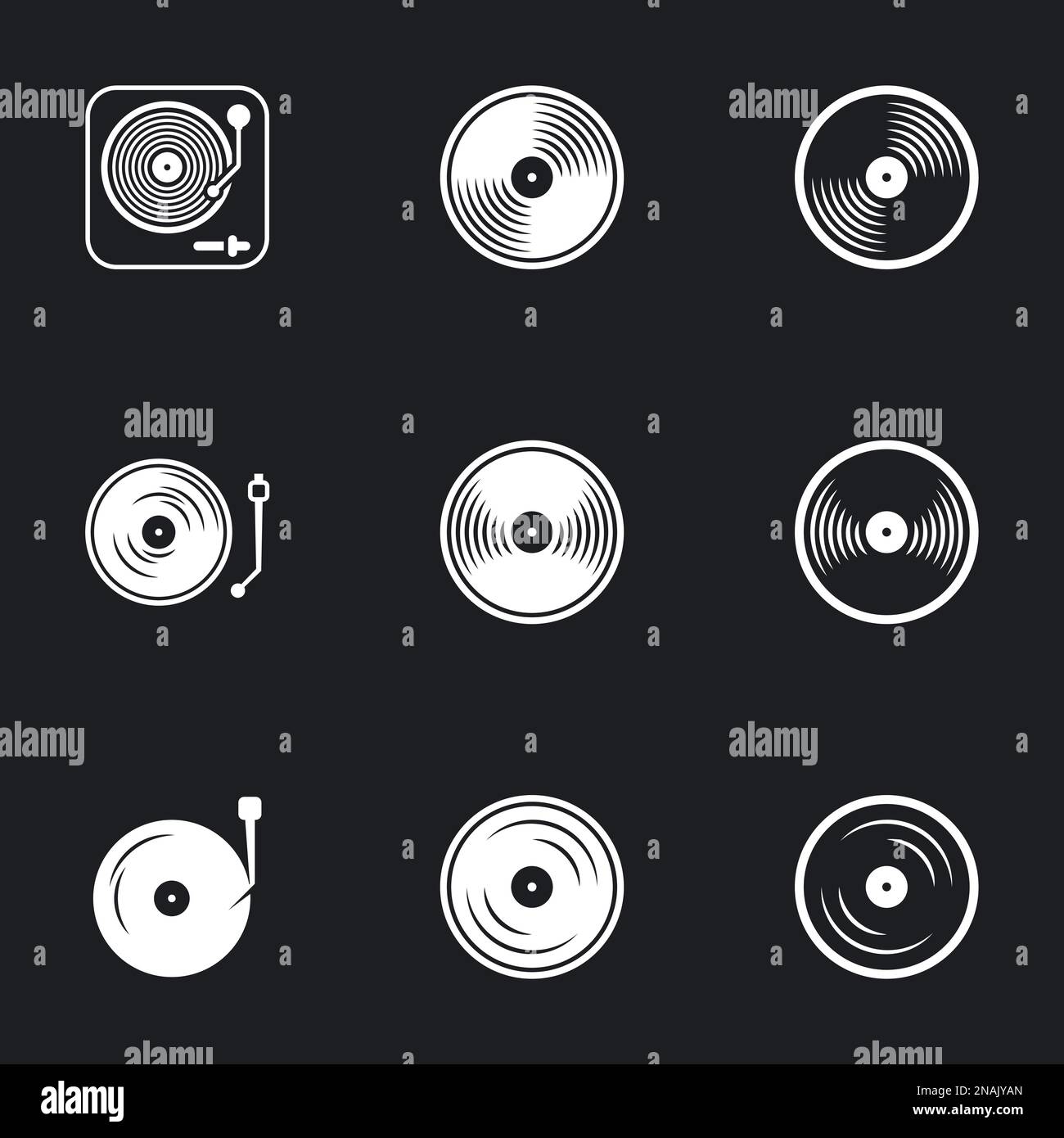 Icons for theme vinyl. Black background Stock Vector Image & Art - Alamy