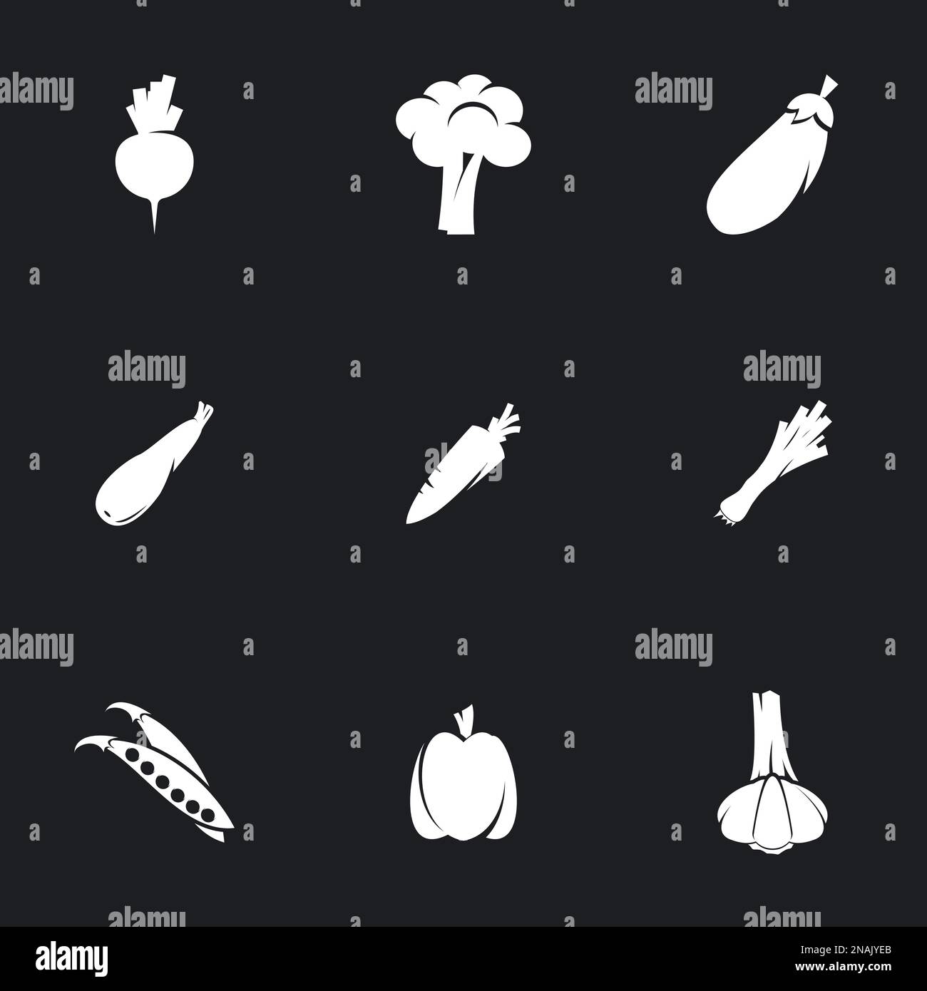 Icons for theme Vegetables. Black background Stock Vector Image & Art ...