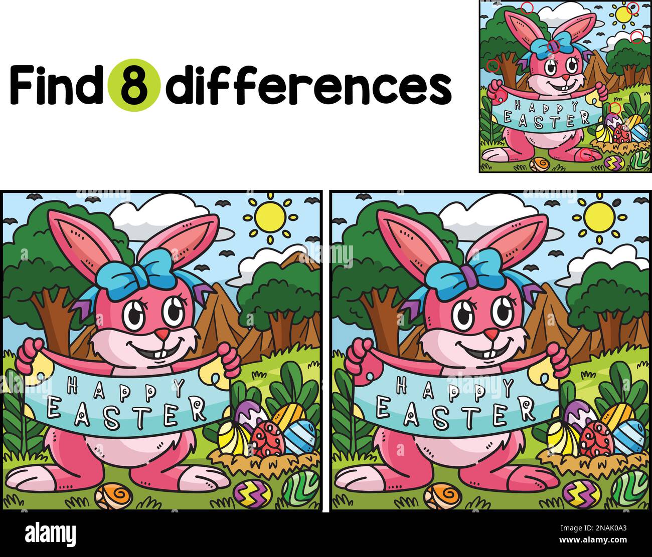Happy Easter Bunny Find The Differences Stock Vector Image & Art - Alamy