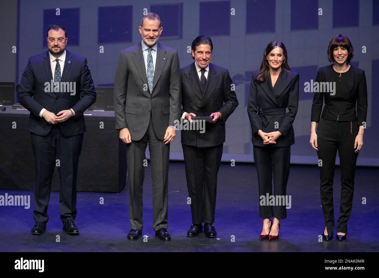 (L-R) The president of Asturias, Adrián Barbón; King Felipe VI; Queen ...