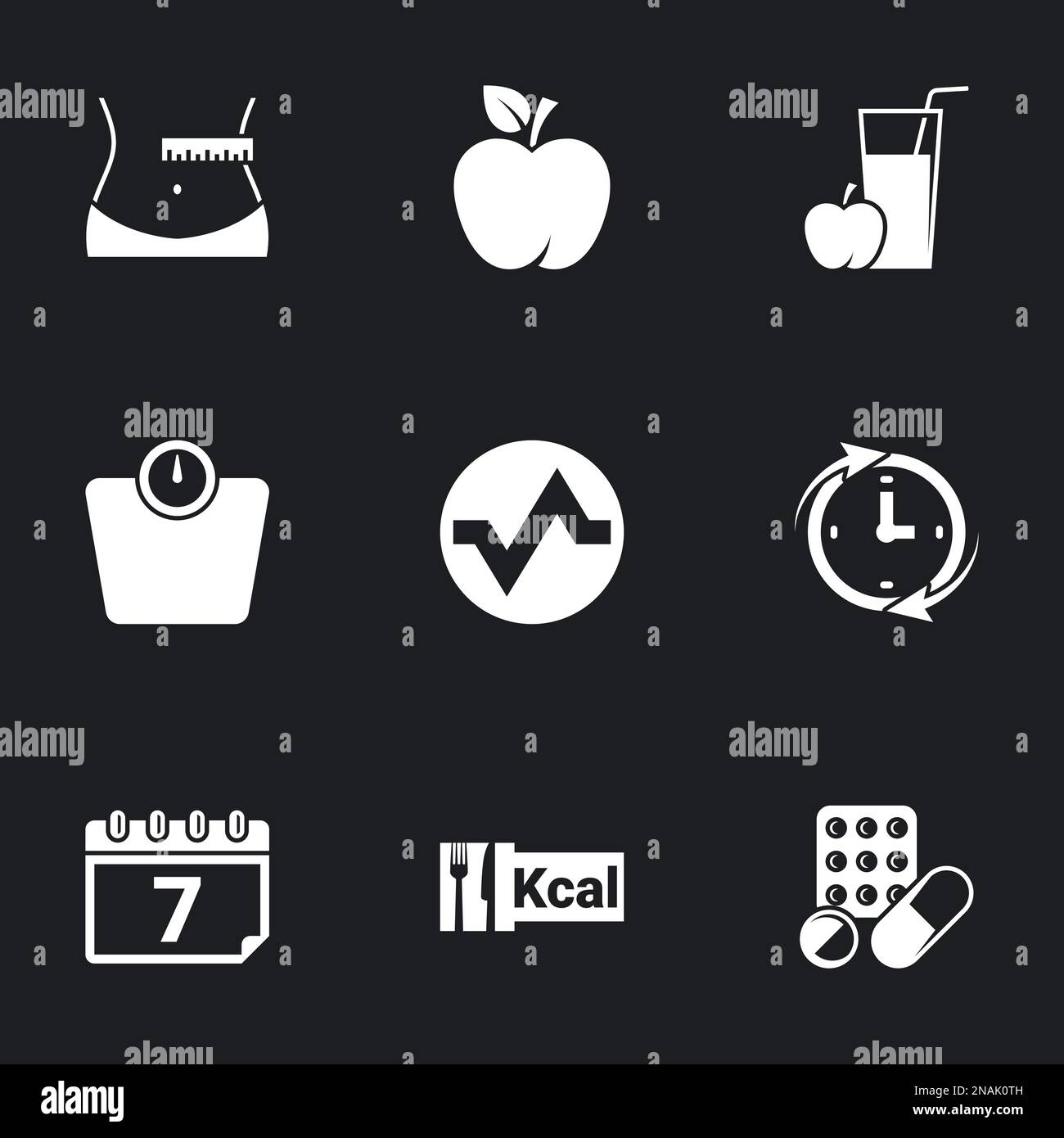 Icons for theme Diet. Black background Stock Vector Image & Art - Alamy