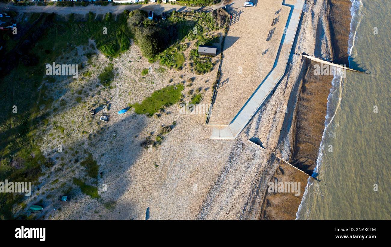Close-up Aerial view looking down onto Kingsdown beach Stock Photo - Alamy