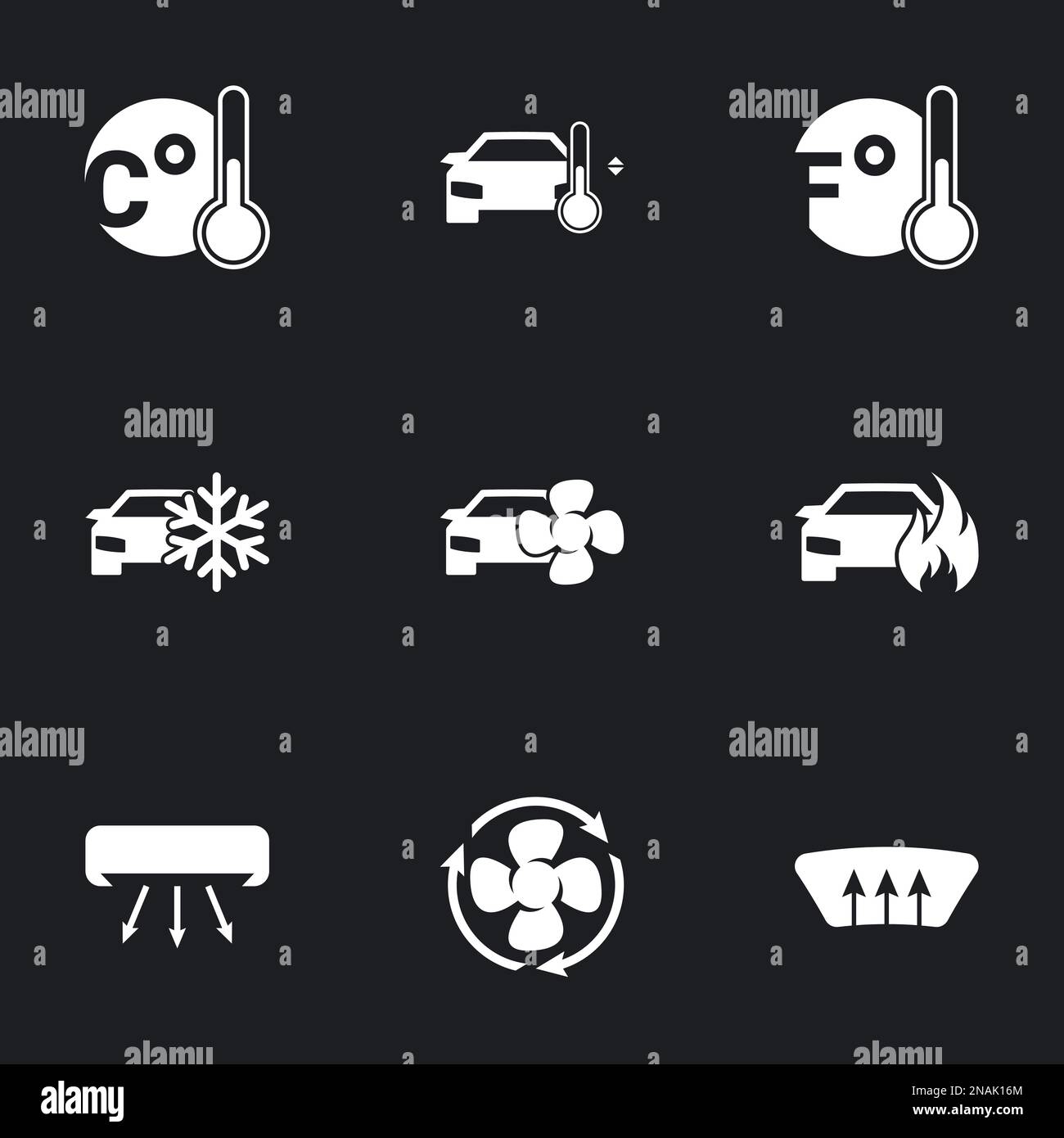 Icons for theme air conditioning. Black background Stock Vector Image ...