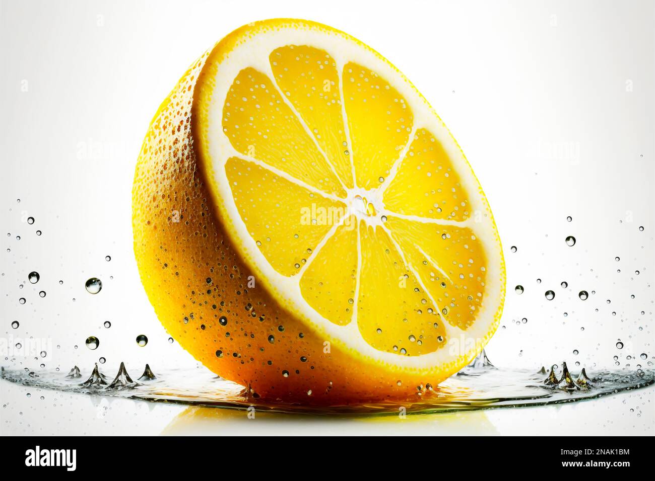 A lemon being squeezed with a liquid shot to the side Stock Photo - Alamy
