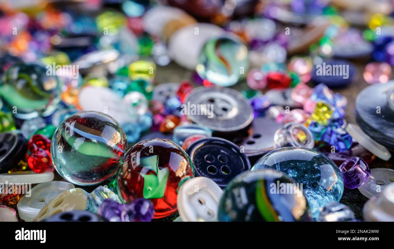 Colorful buttons beads hi-res stock photography and images - Alamy