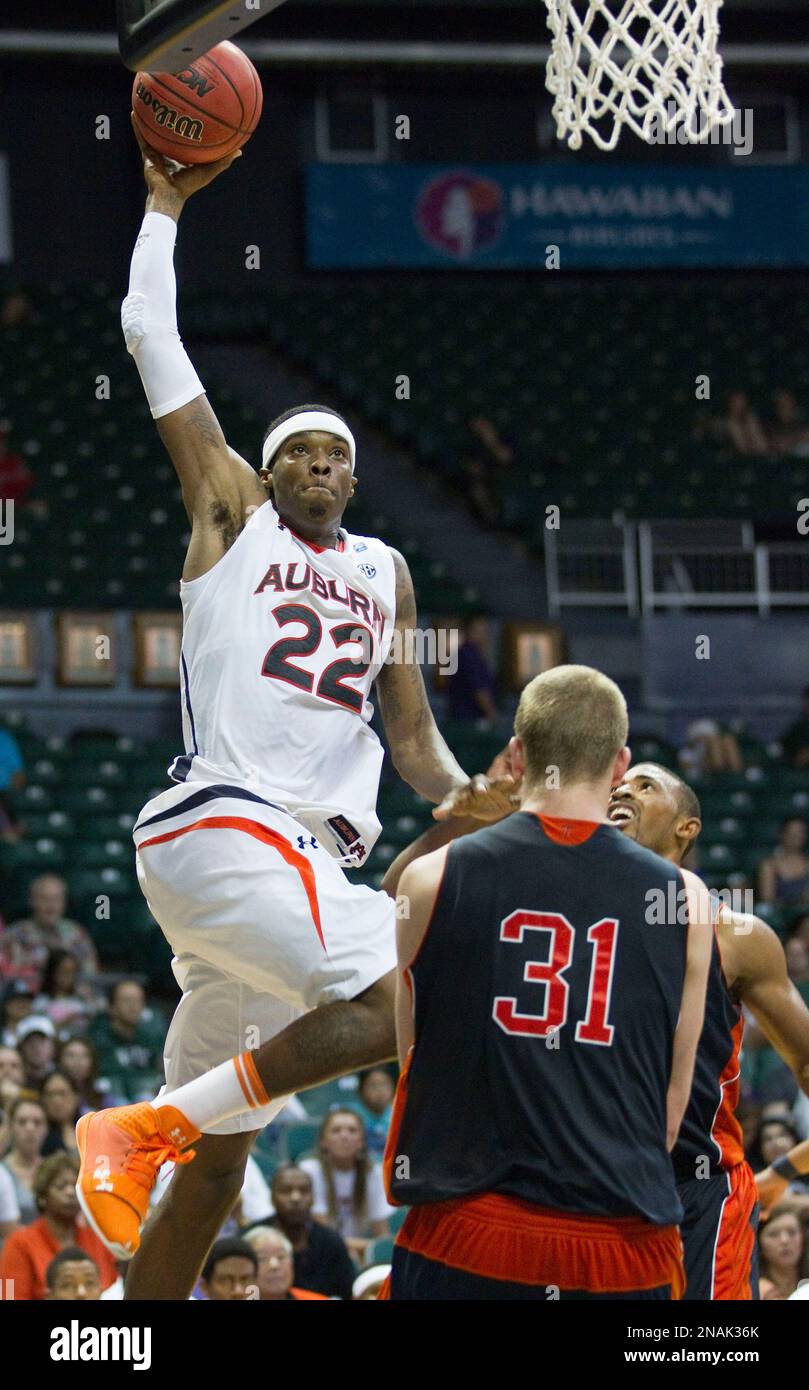 Auburn forward Kenny Gabriel (22) goes for a dunk, but misses, as UTEP ...