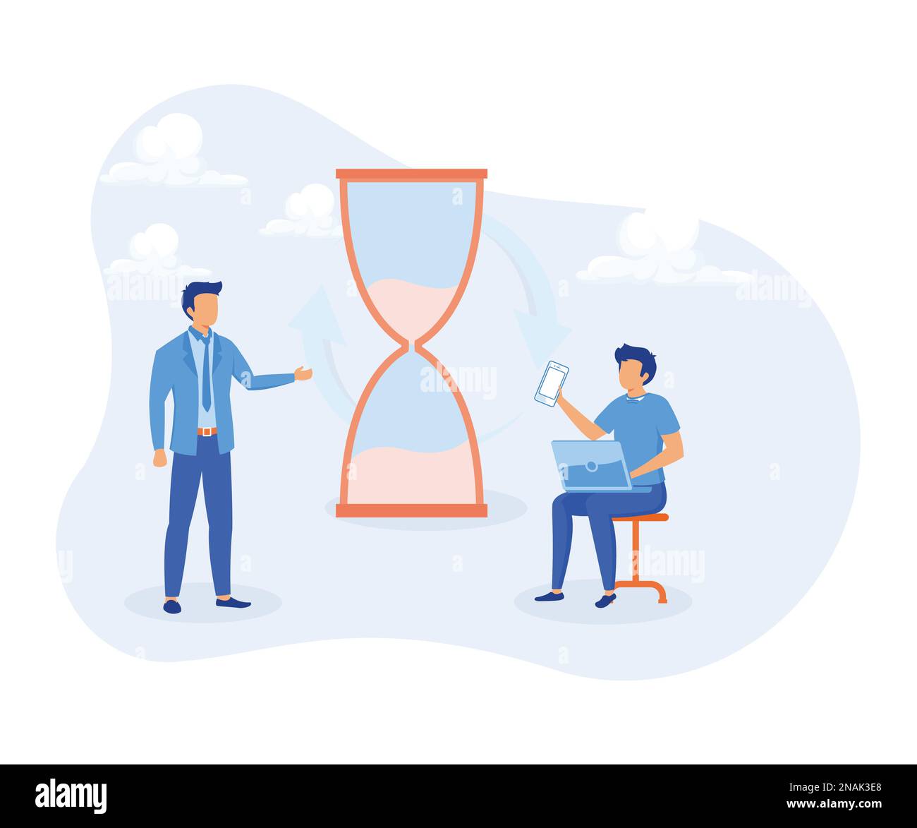 Schedule planning illustration. Characters managing work tasks and ...