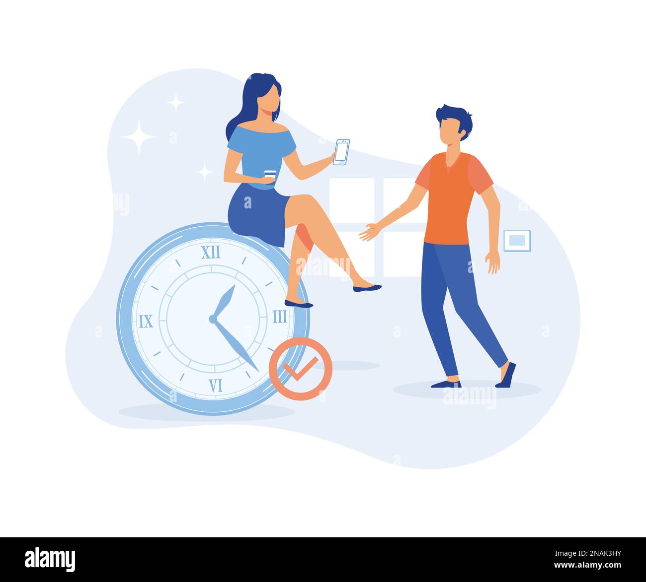 Schedule planning illustration. Characters managing work tasks and ...